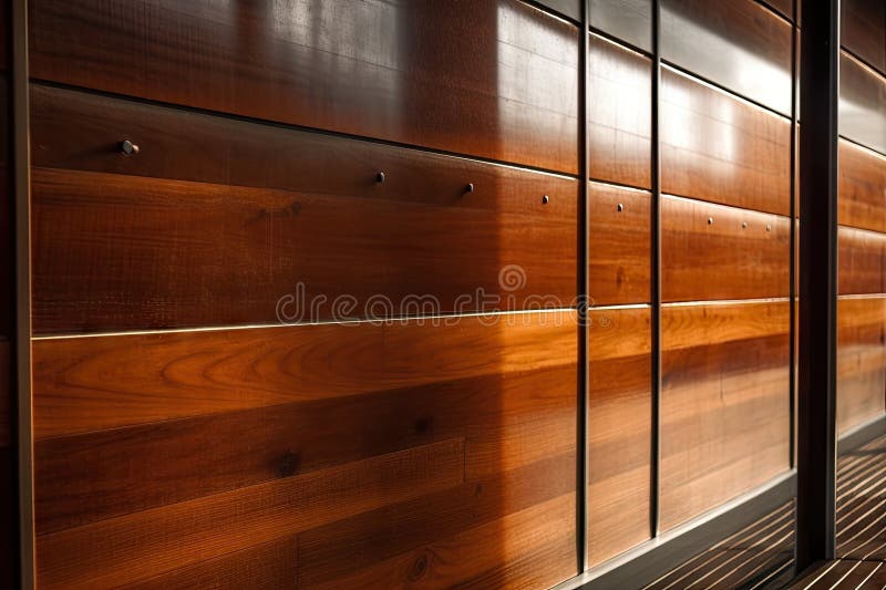 Close-up of Wooden Paneling, with Reflections and Textures Visible ...