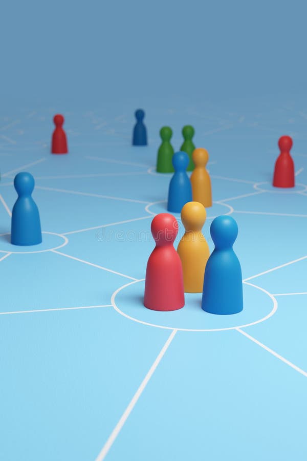 Close-up of Wooden Pawns on Interconnected Circles. Concept of ...