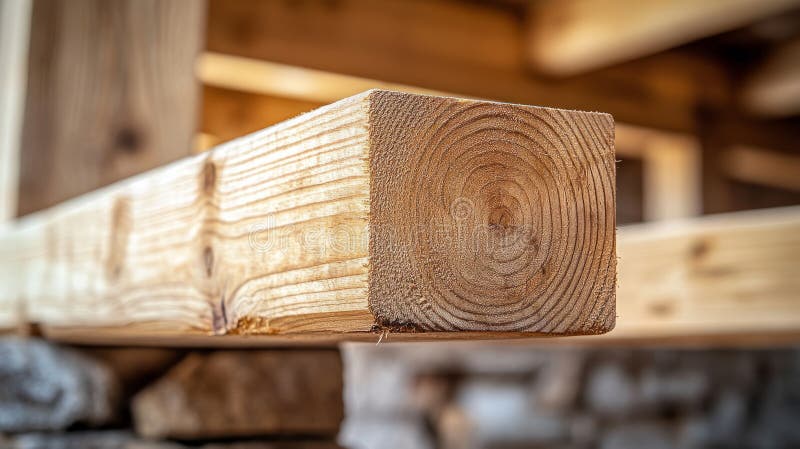 Close-up of a Wooden Plank in a Construction Setting. Stock Image ...