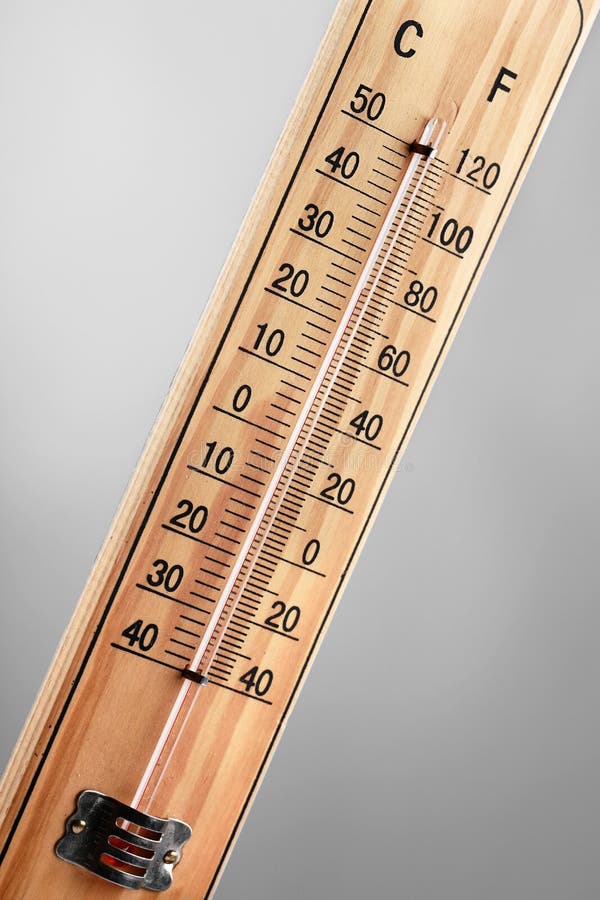 Close-up Wooden Thermometer Scale Isolated on White Background Stock ...