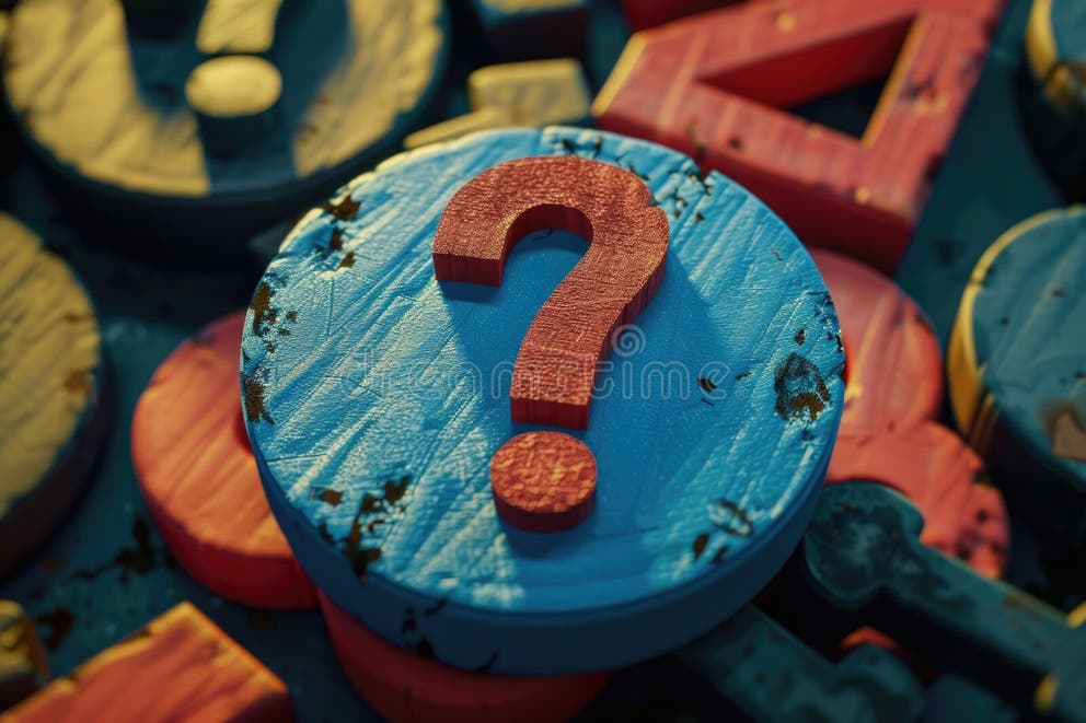 Close Up of a Wooden Toy with a Question Mark, Perfect for Educational ...