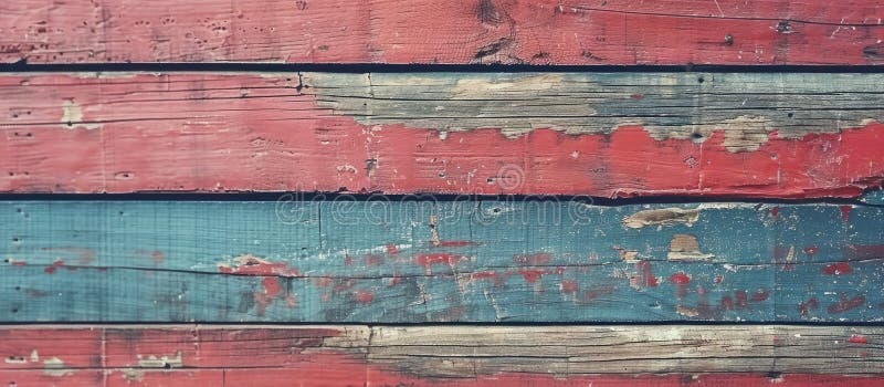 Close Up of a Wooden Wall with Red and Blue Rectangular Patterns Stock ...