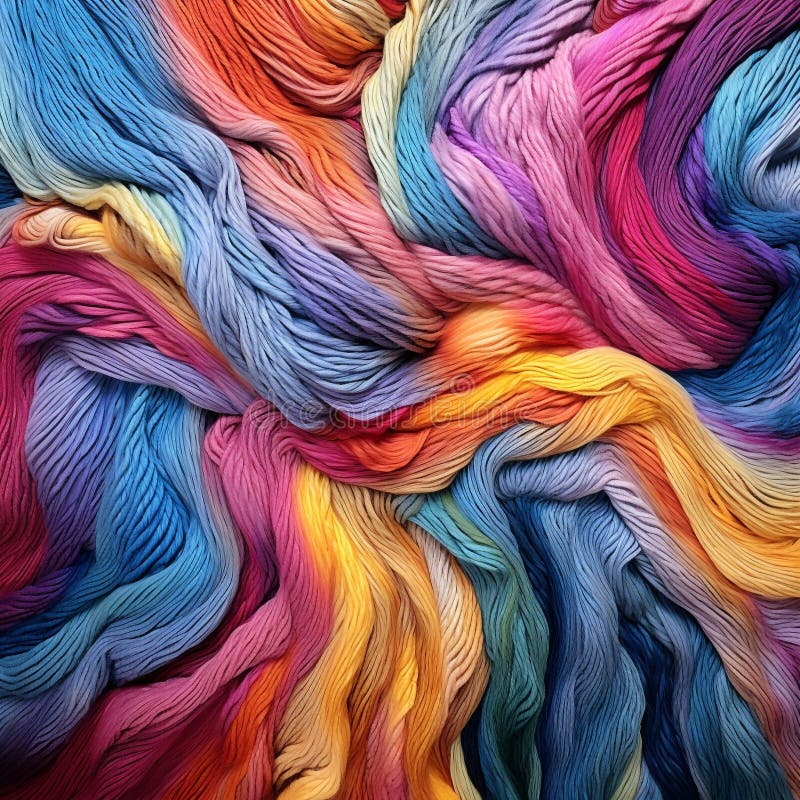 Close-up Woolen Texture Transformed into a Vibrant Symphony of Colors ...
