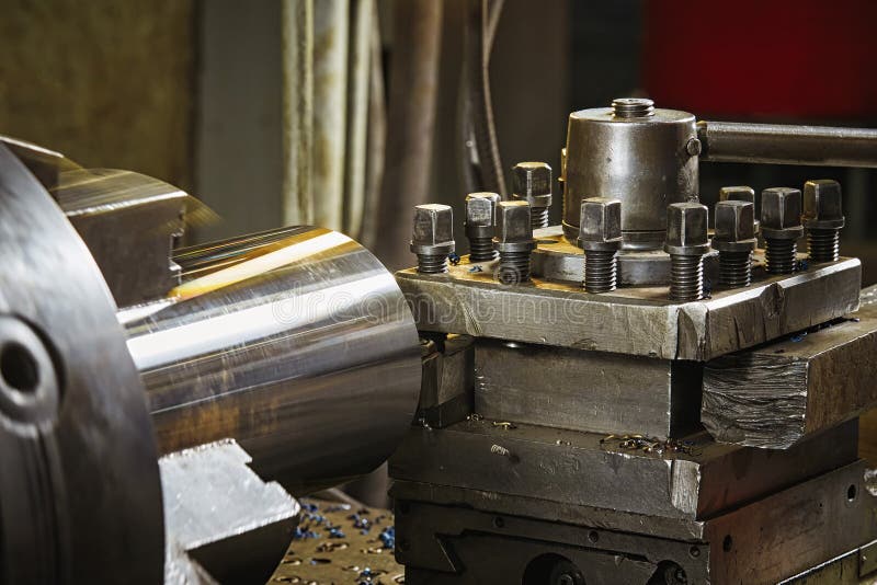 Close-up work of a lathe stock image. Image of lathe - 268289111