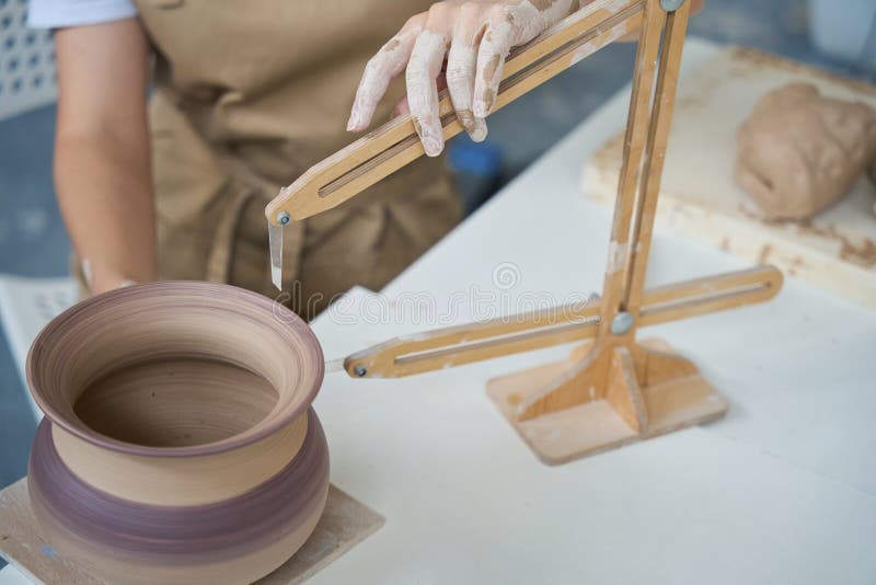 Close-up Work of a Master with a Pottery Compass Stock Photo - Image of ...