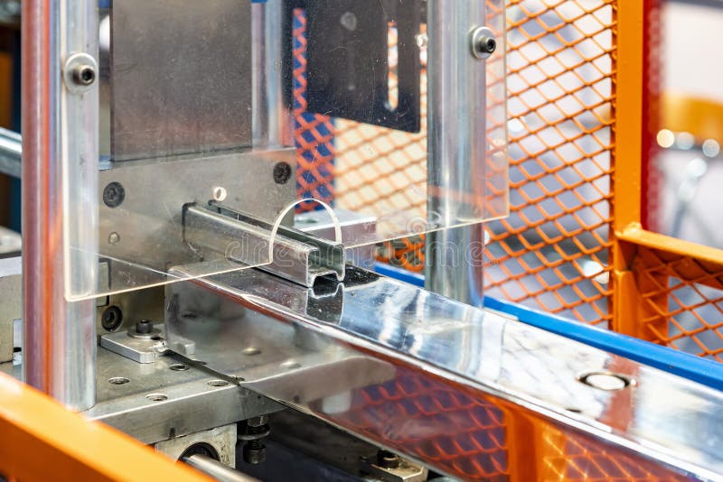 Close Up Work Piece Metal Sheet Strip C Shape Beam during Process ...