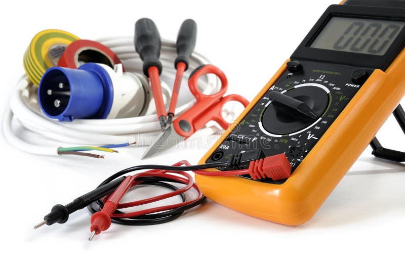 Close Up Of Work Tools And Components For Electrical Installations ...