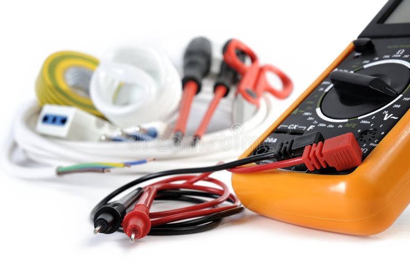 Close Up of Work Tools and Components for Electrical Installations ...