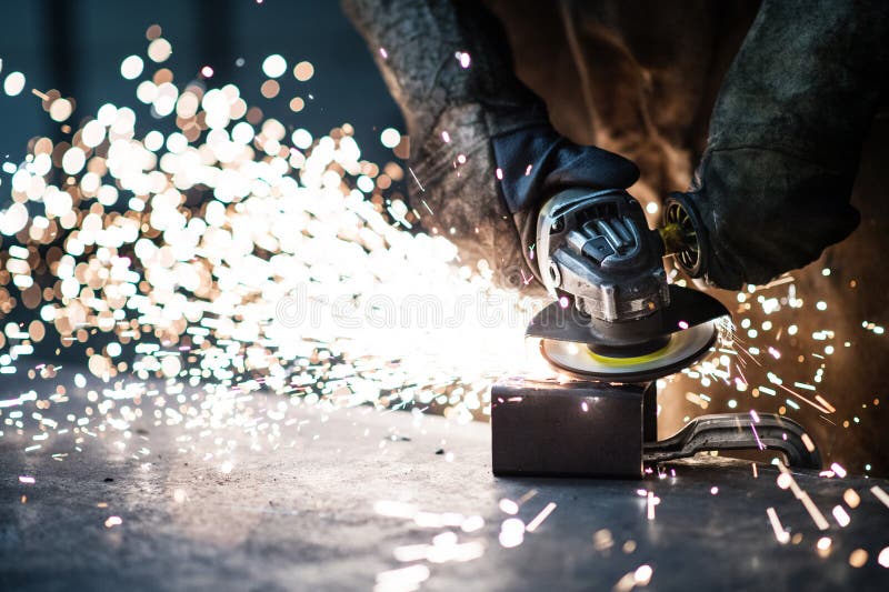 Close Up of Work of Welder in Workshop, Operating Welding Machine ...