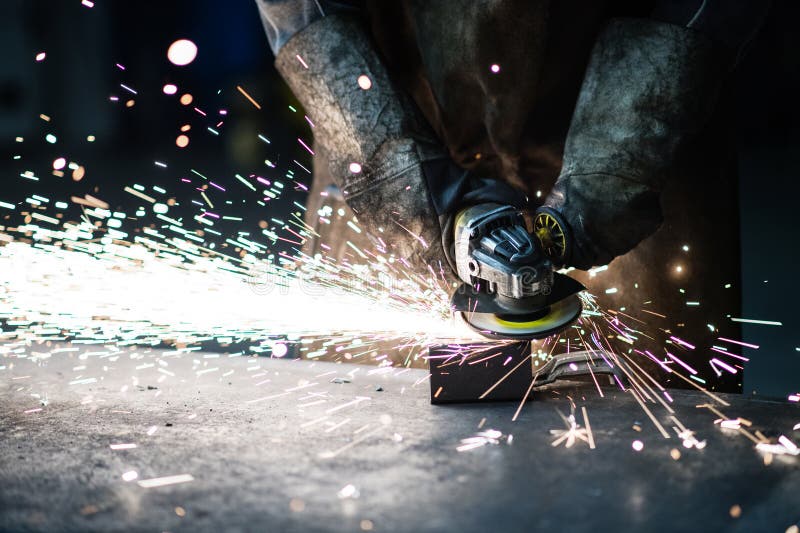 Close Up of Work of Welder in Workshop, Operating Welding Machine ...
