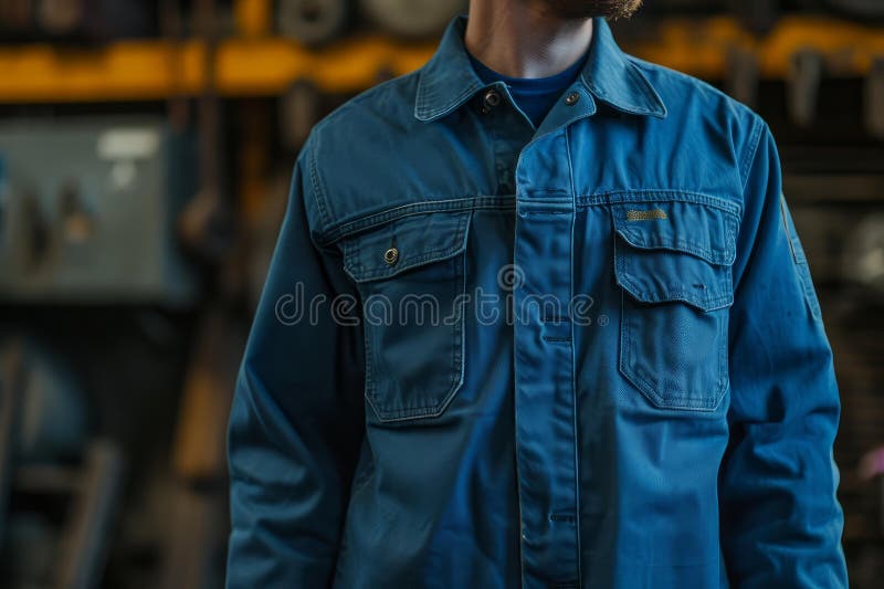 Close-up of Worker in Blue Uniform Stock Photo - Image of manual ...