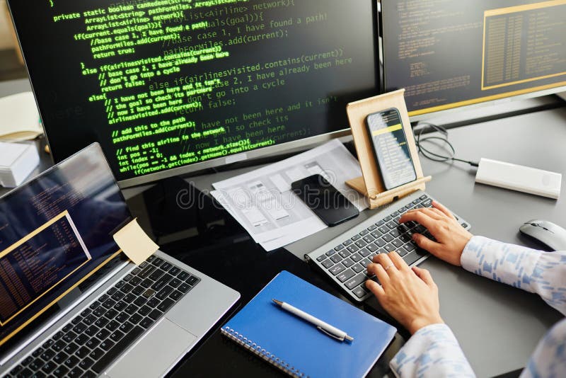 It Worker Developing New Software on Computer Stock Image - Image of ...