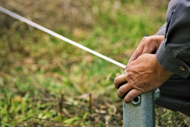 Close Up of Worker Hands while Measuring Stock Photo - Image of hard ...