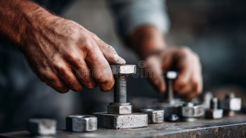 Close-up of Worker Hands Tightening Bolts Stock Image - Image of ...