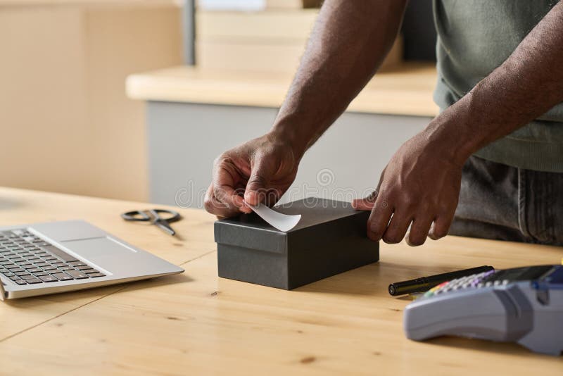 Worker Packing Order in Box for Delivery Stock Photo - Image of ...