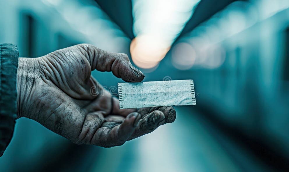 A Worn Hand Holds a Small, Rectangular Filter in an Industrial Workshop ...