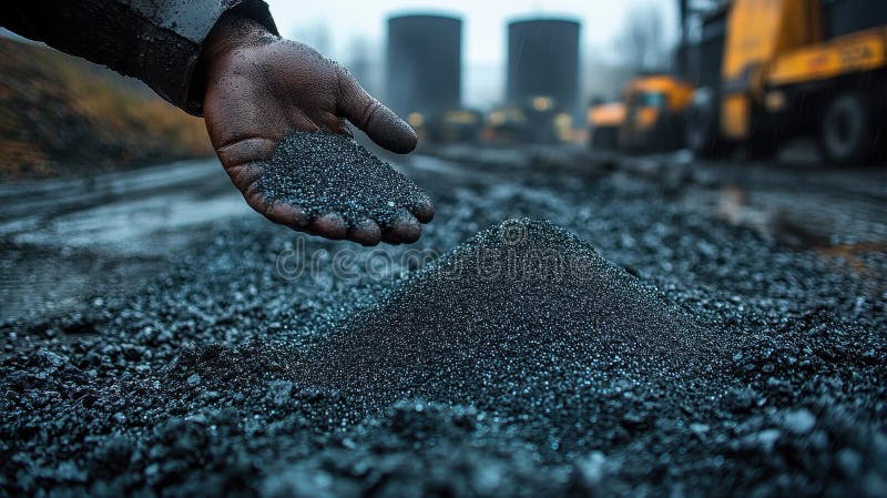 Close-up of a Worker S Hands Holding Black Chromite Sand, with the ...