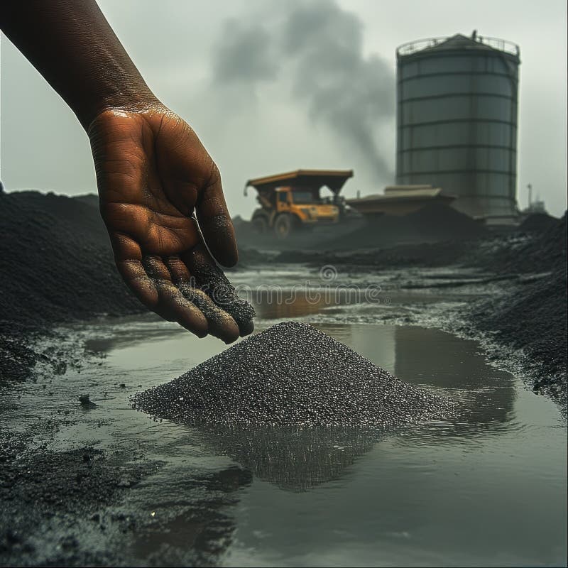 Close-up of a Worker S Hands Holding Black Chromite Sand, with the ...