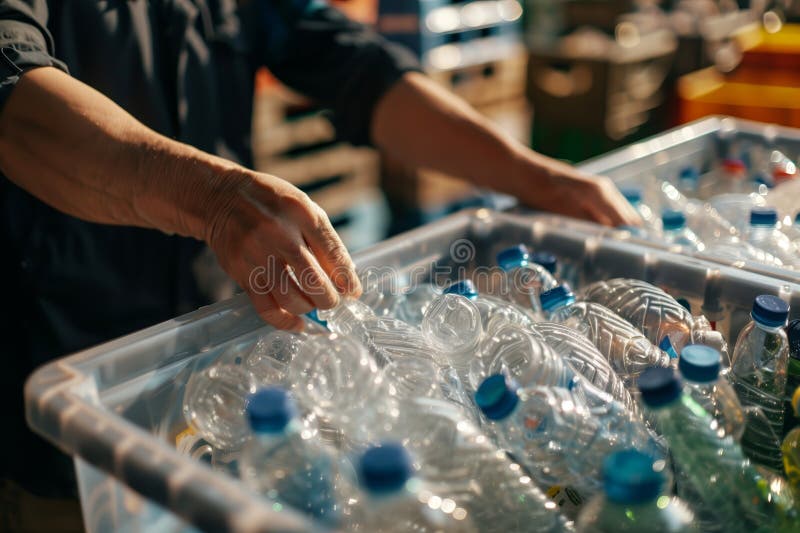 Manual Selection of Plastic Bottles for Recycling Stock Image - Image ...