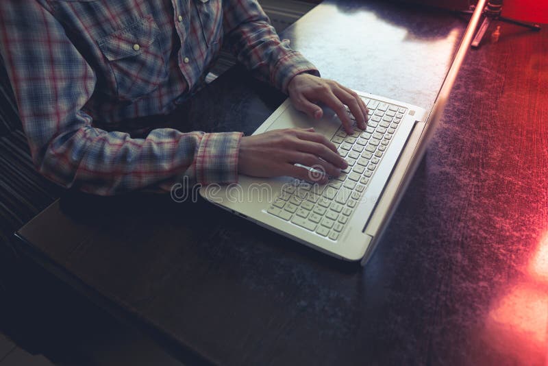 Close-up Working on Device. Working from Home Concept Stock Photo ...