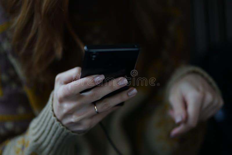 Close-up Working on Device. Working from Home Concept Stock Image ...