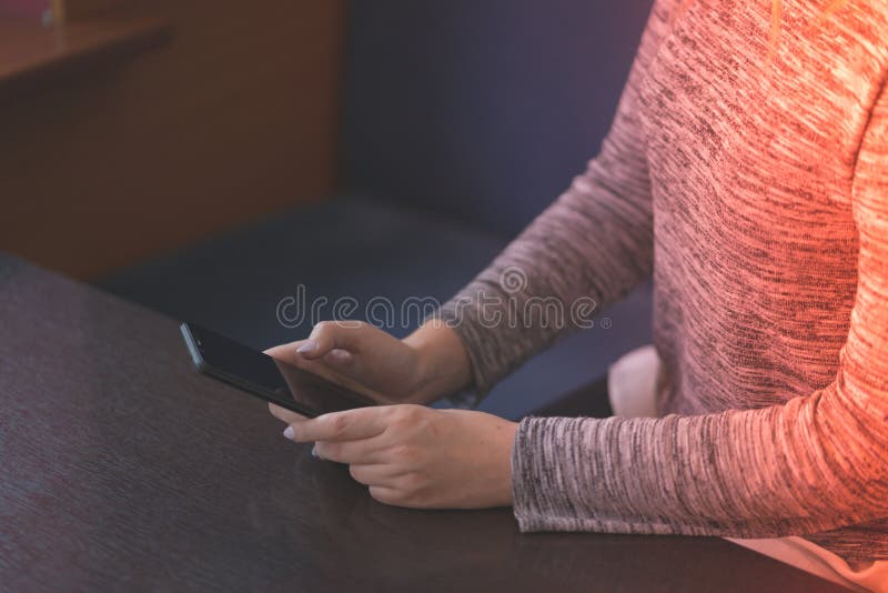 Close-up Working on Device. Working from Home Concept Stock Photo ...