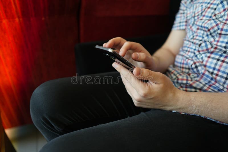 Close-up Working on Device. Working from Home Concept Stock Photo ...