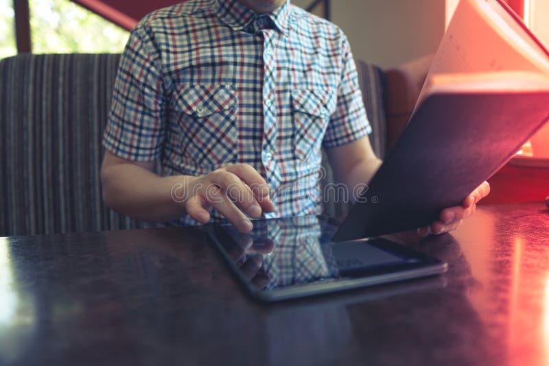 Close-up Working on Device. Working from Home Concept Stock Photo ...