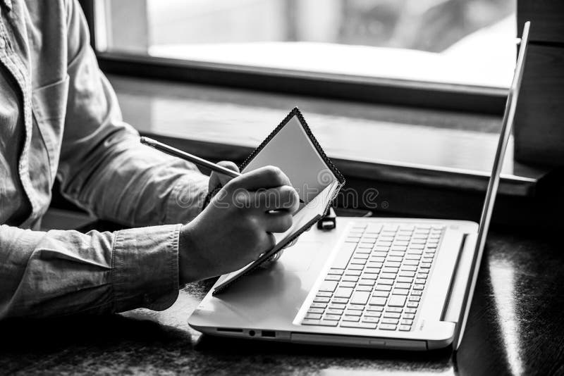 Close-up Working on Device. Working from Home Concept Stock Image ...