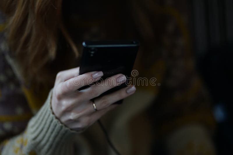 Close-up Working on Device. Working from Home Concept Stock Image ...