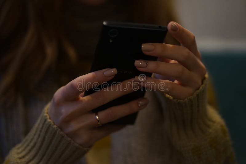 Close-up Working on Device. Working from Home Concept Stock Image ...