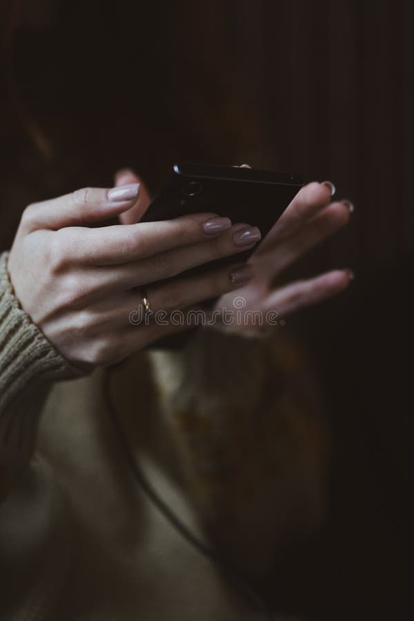 Close-up Working on Device. Working from Home Concept Stock Image ...