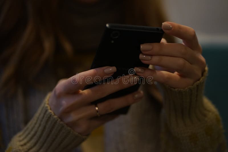 Close-up Working on Device. Working from Home Concept Stock Image ...