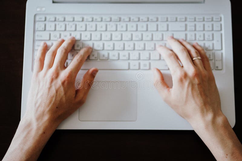 Close-up Working on Device. Working from Home Concept Stock Image ...