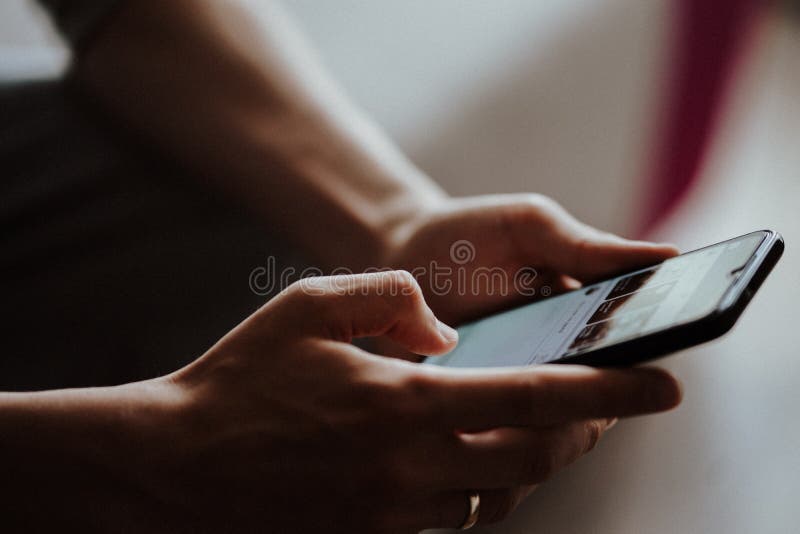 Close-up Working on Device. Working from Home Concept Stock Photo ...