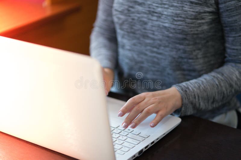 Close-up Working on Device. Working from Home Concept Stock Photo ...