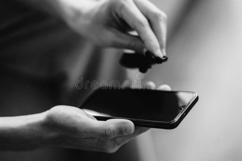 Close-up Working on Device. Working from Home Concept Stock Photo ...