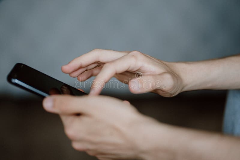 Close-up Working on Device. Working from Home Concept Stock Photo ...