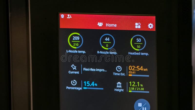 Close-up Working Digital 3d Printer Display with Parameters. Stock ...