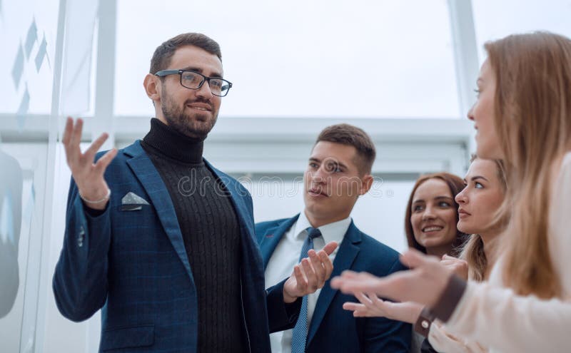 Close Up. Working Group Discussing Current Issues Stock Image - Image ...