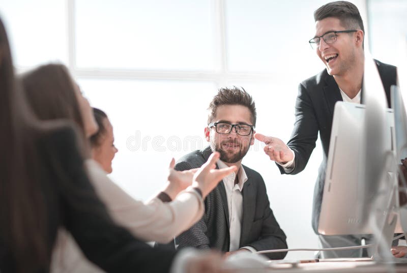 Close Up. Working Group at a Meeting in the Office Stock Photo - Image ...
