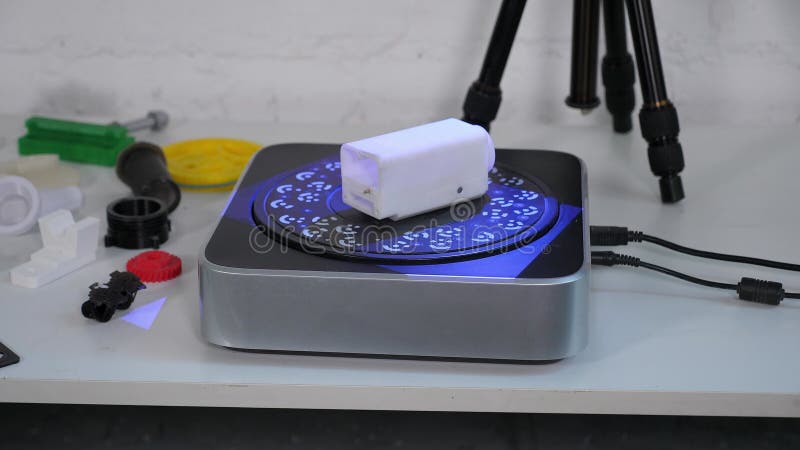 Close-up of a Working Modern 3D Scanner Reading Data from a Plastic ...
