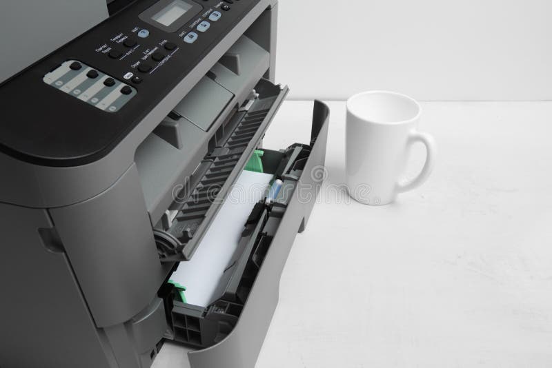 Close-up Working Printer Scanner Copier Device - Image Stock Photo ...