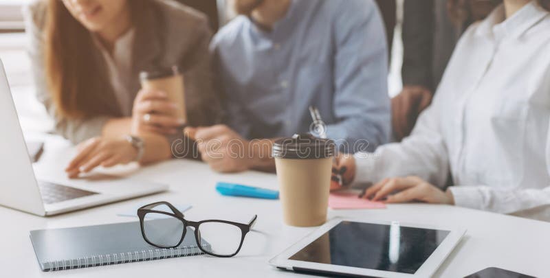 Close Up of Working Process at Business Meeting Stock Photo - Image of ...