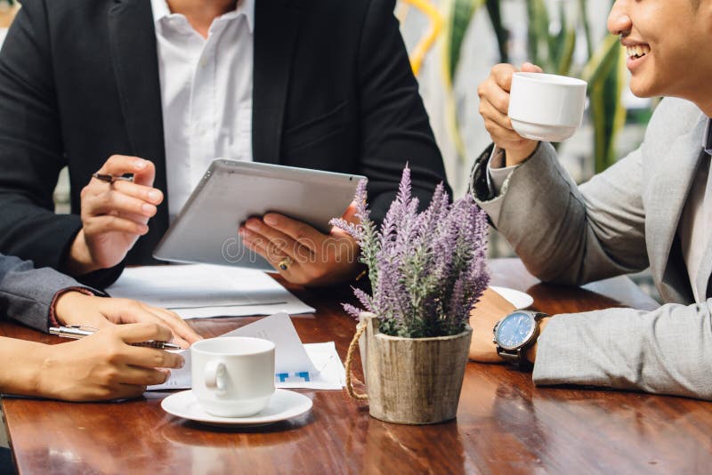Close Up of Working Process at Business Meeting Stock Image - Image of ...