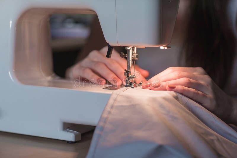 Close-up of Working Sewing Machine Stock Image - Image of hand, finger ...