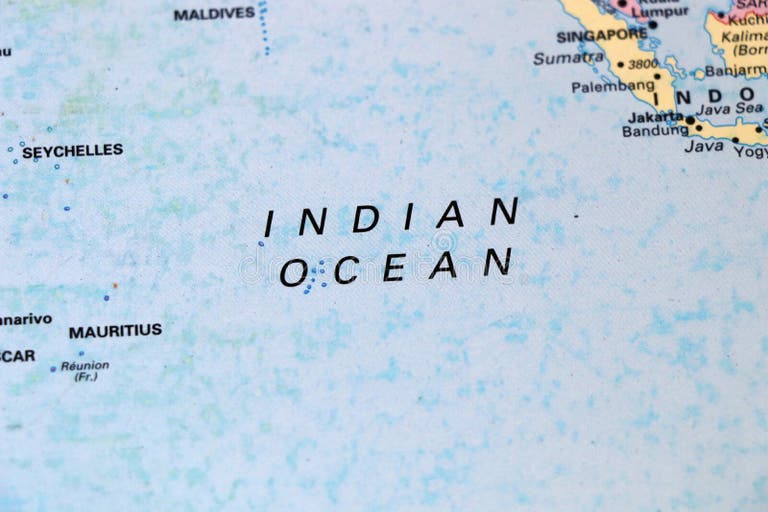 Close Up of a World Map with Indian Ocean Editorial Photo - Image of ...