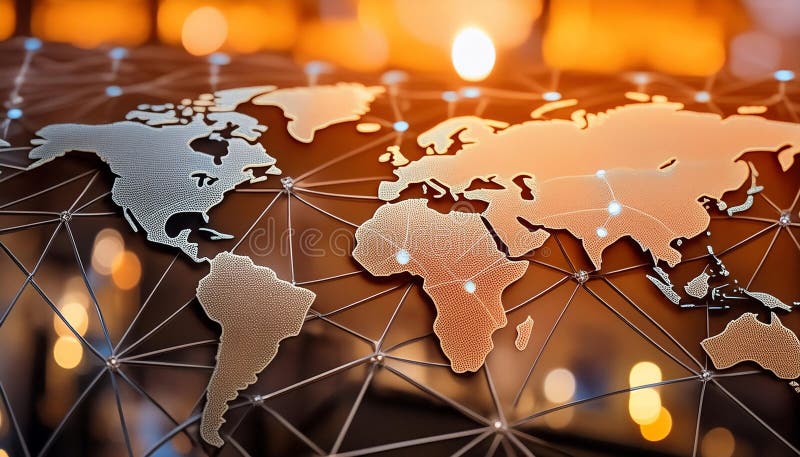 Close Up of Worldwide Network Connectivity Stock Illustration ...