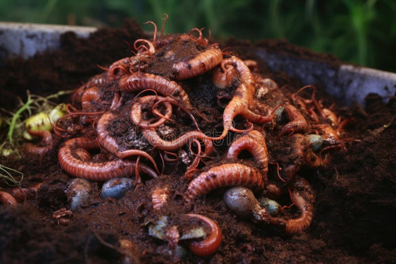 Close-up of Worms in Compost Pile, Decomposing Organic Matter Stock ...