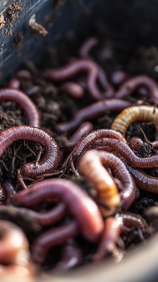 A Close-up of Worms in a Vermicomposting Bin. Stock Illustration ...